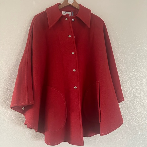 Pendleton | Jackets & Coats | Vintage Knockabouts By Pendleton Red Virgin Wool Cape | Poshmark
